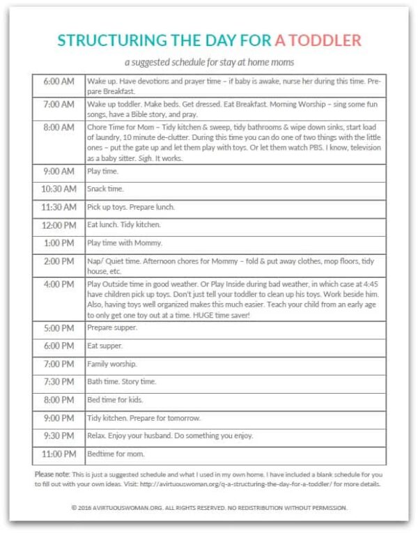 Creating a Daily Toddler Schedule | Sample Toddler Schedule + PDF