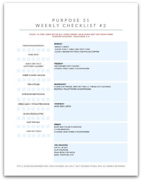 Purpose 31 Checklist | Offer - The Homemaker's Society