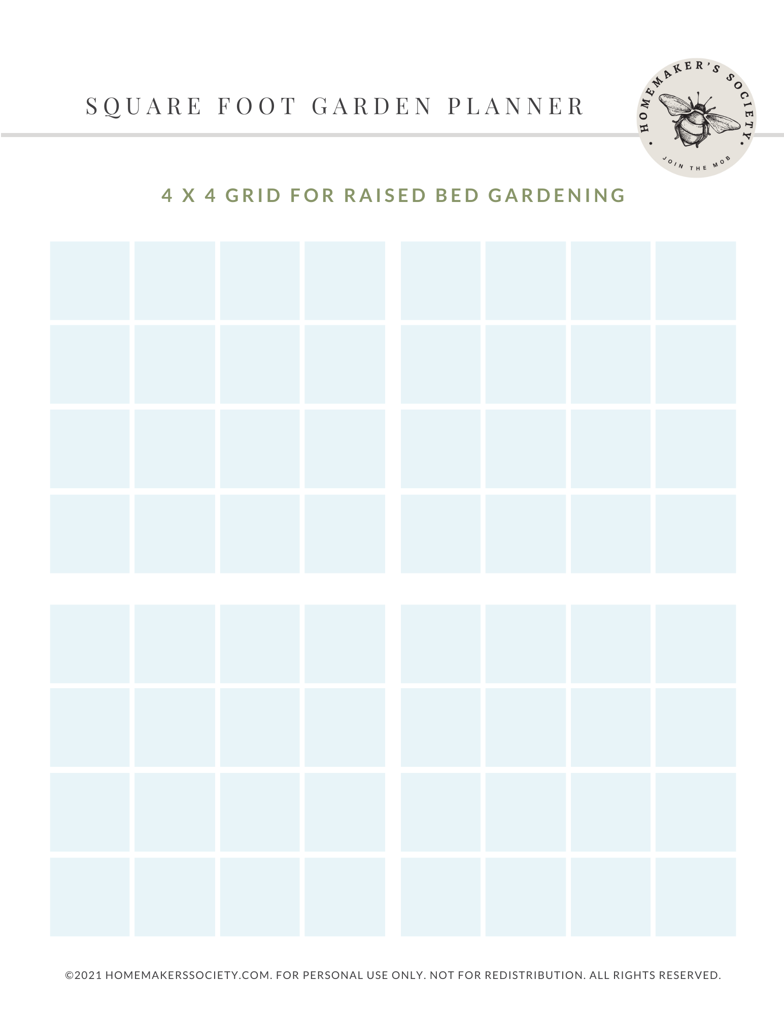 How to Plan Your Square Foot Garden + Free Printable Planner - The Homemaker's Society