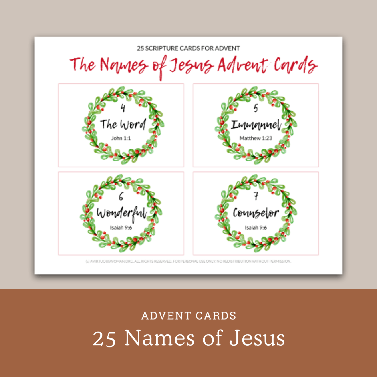 PDF: 25 Names of Jesus Advent Cards - The Homemaker's Society