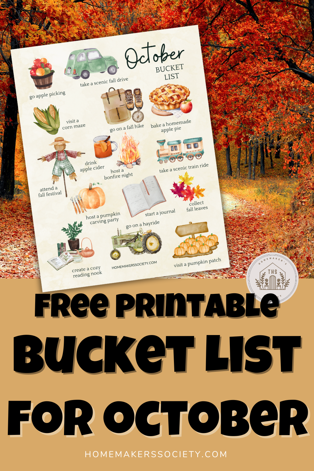 October Bucket List: Free Printable - The Homemaker's Society
