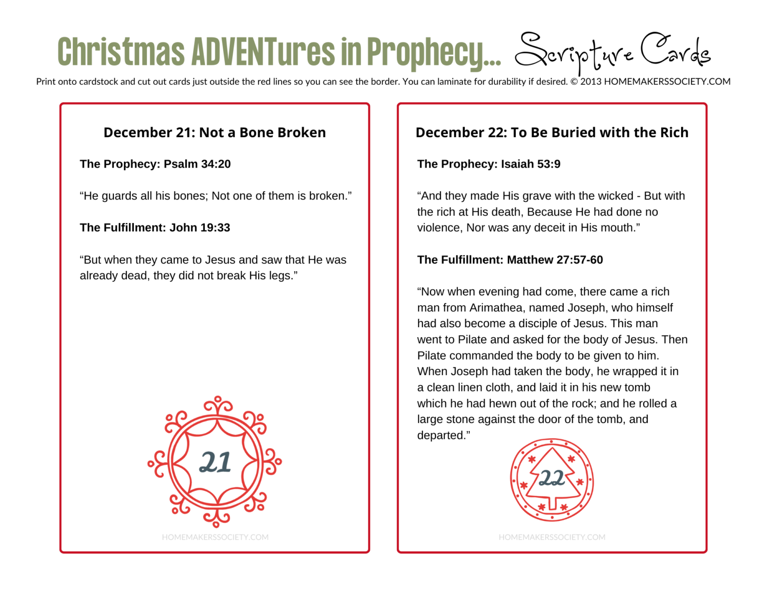 Christmas Advent Calendar: Scripture Cards | Free Printable