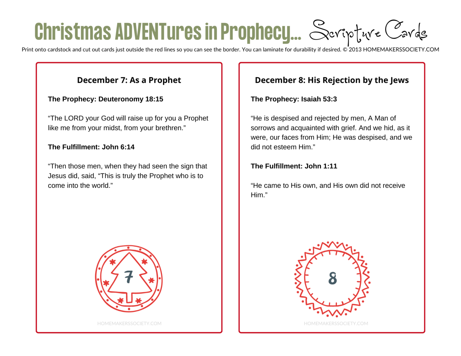 Christmas Advent Calendar: Scripture Cards | Free Printable