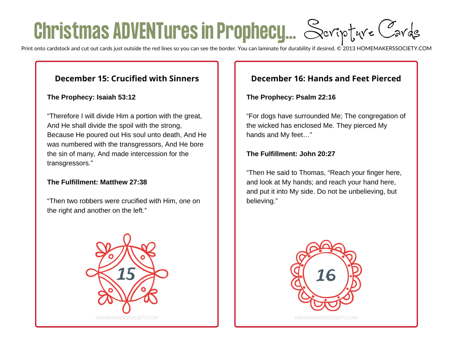 Christmas Advent Calendar: Scripture Cards | Free Printable