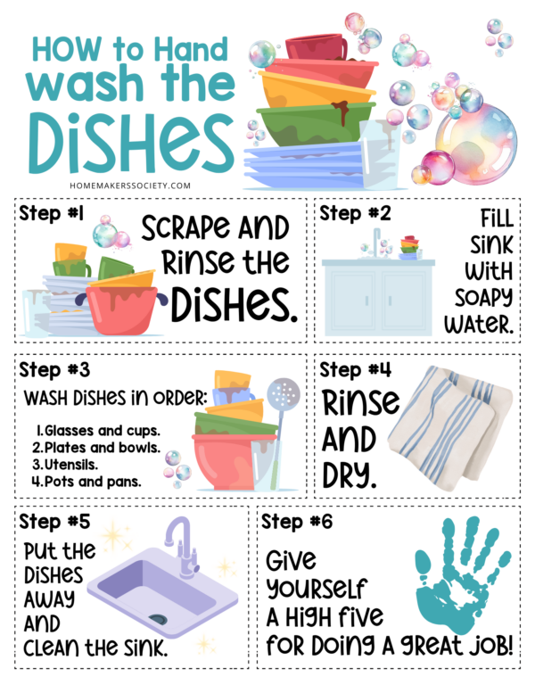 Teach Your Kids How to Hand Wash Dishes: Step by Step