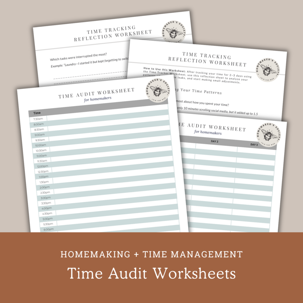 PDF: Time Audit Worksheets for Homemakers | 8 pages - The Homemaker's ...