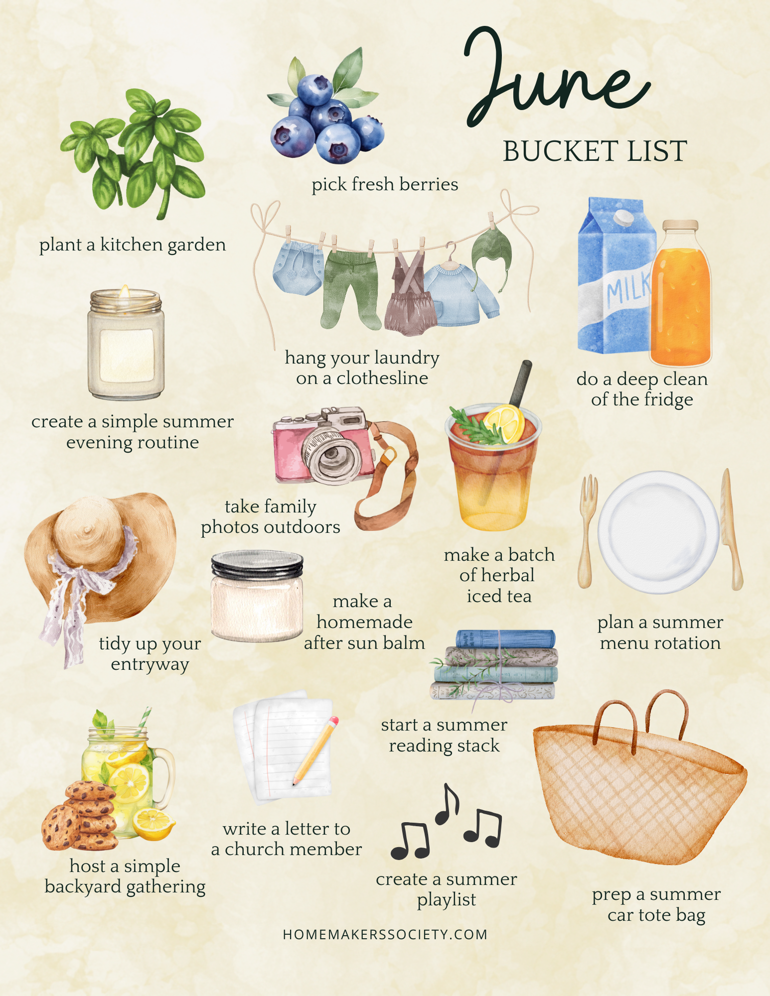 A Simple June Bucket List for Homemakers (Free Printable) - The ...