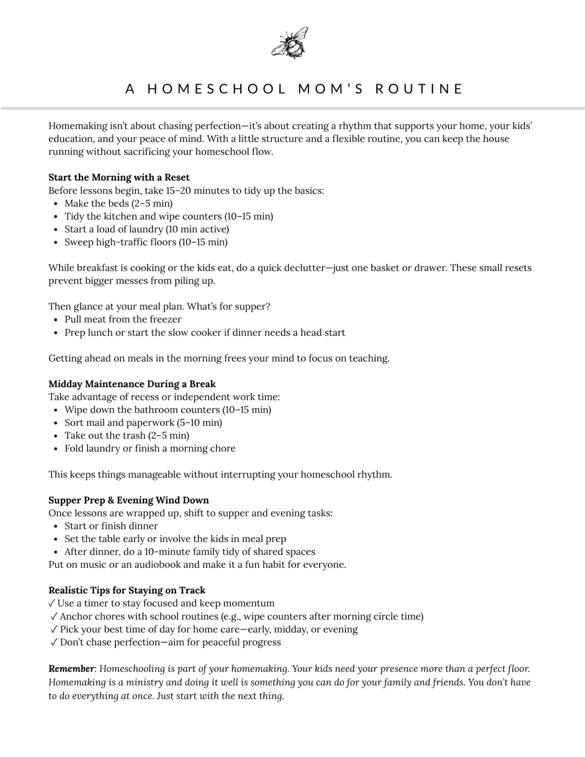 PDF: 2025 - 2026 Home + Homeschool Planner - The Homemaker's Society