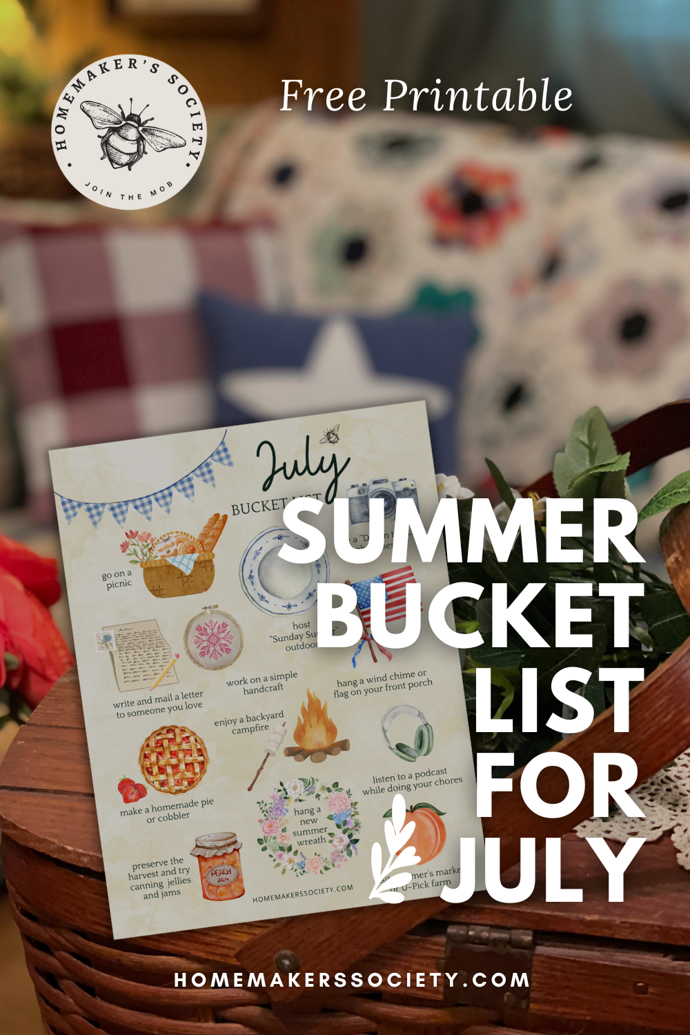 Simple Summer Bucket List for July + Free Printable - The Homemaker's ...