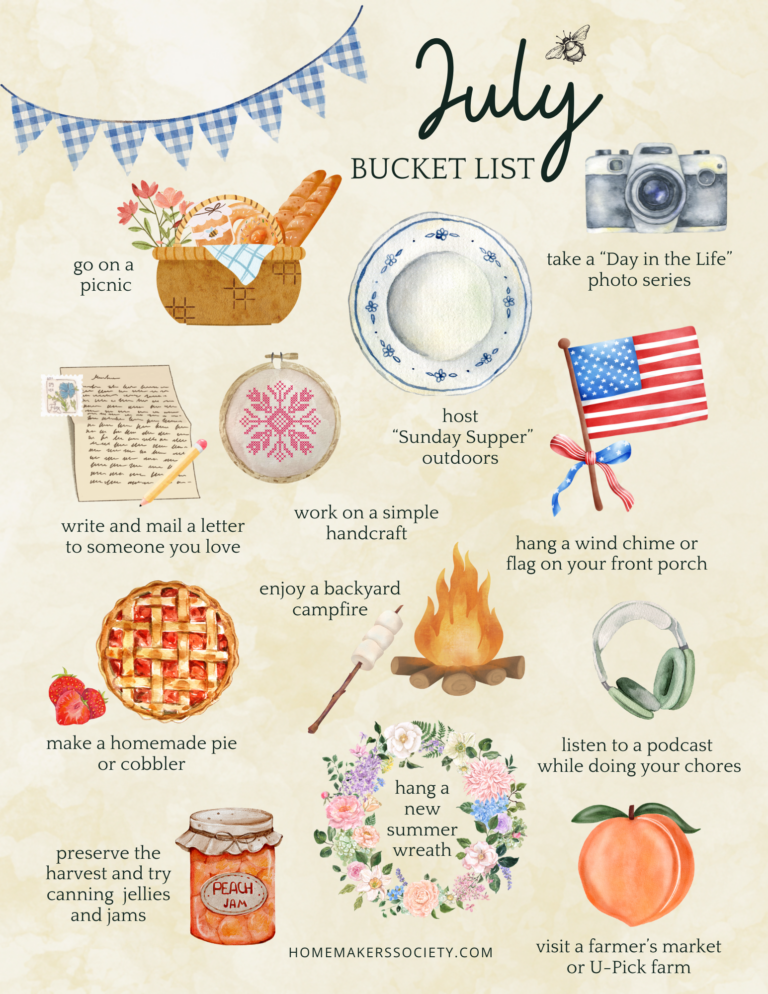Simple Summer Bucket List for July + Free Printable - The Homemaker's ...